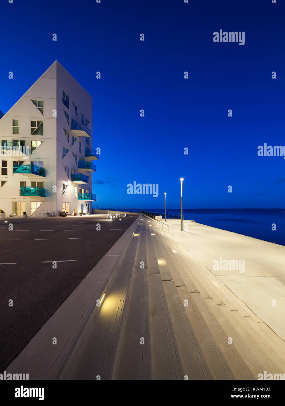 Promenade at Aarhus in Denmark, night scene Stock Photo - Alamy