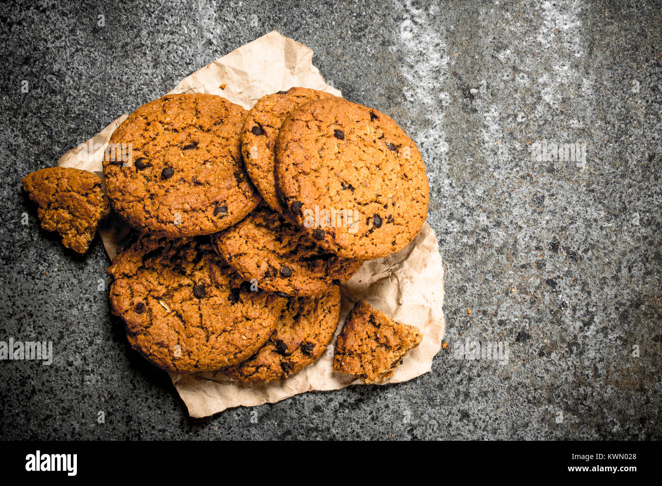 Oatmeal fresh cookies . On a rustic background Stock Photo - Alamy
