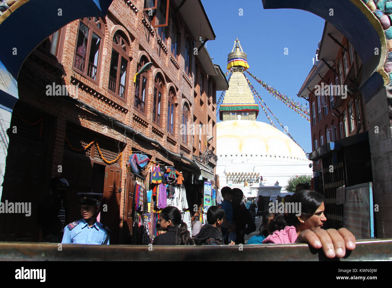 View of Bodnath stupa in Kathmandu, Nepal Stock Photo - Alamy