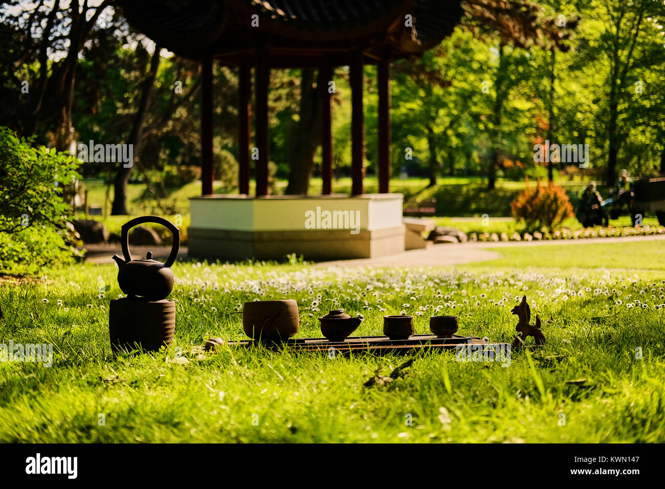 Chinese tea ceremony in a park Stock Photo - Alamy