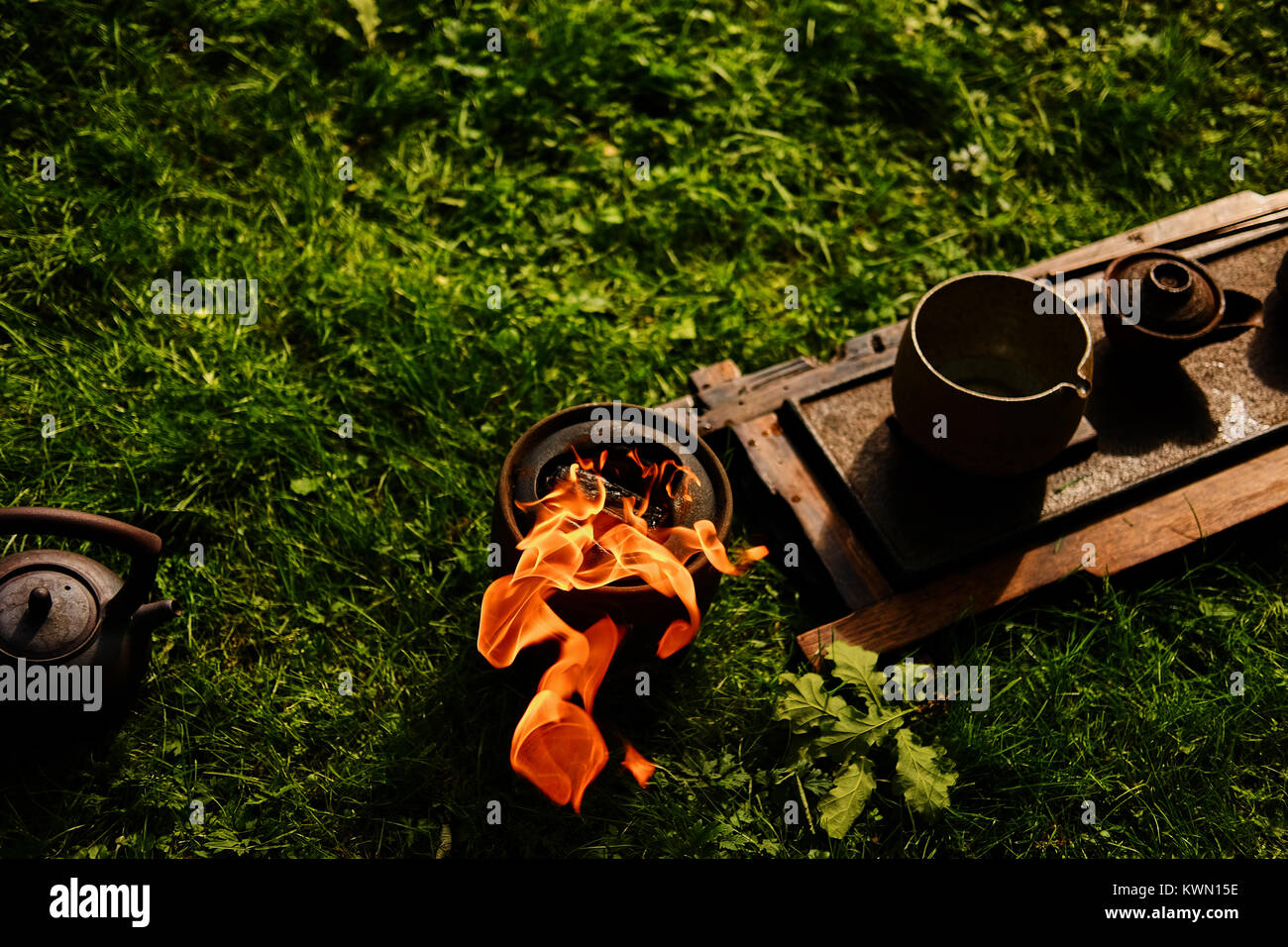 Chinese tea ceremony in a park Stock Photo - Alamy