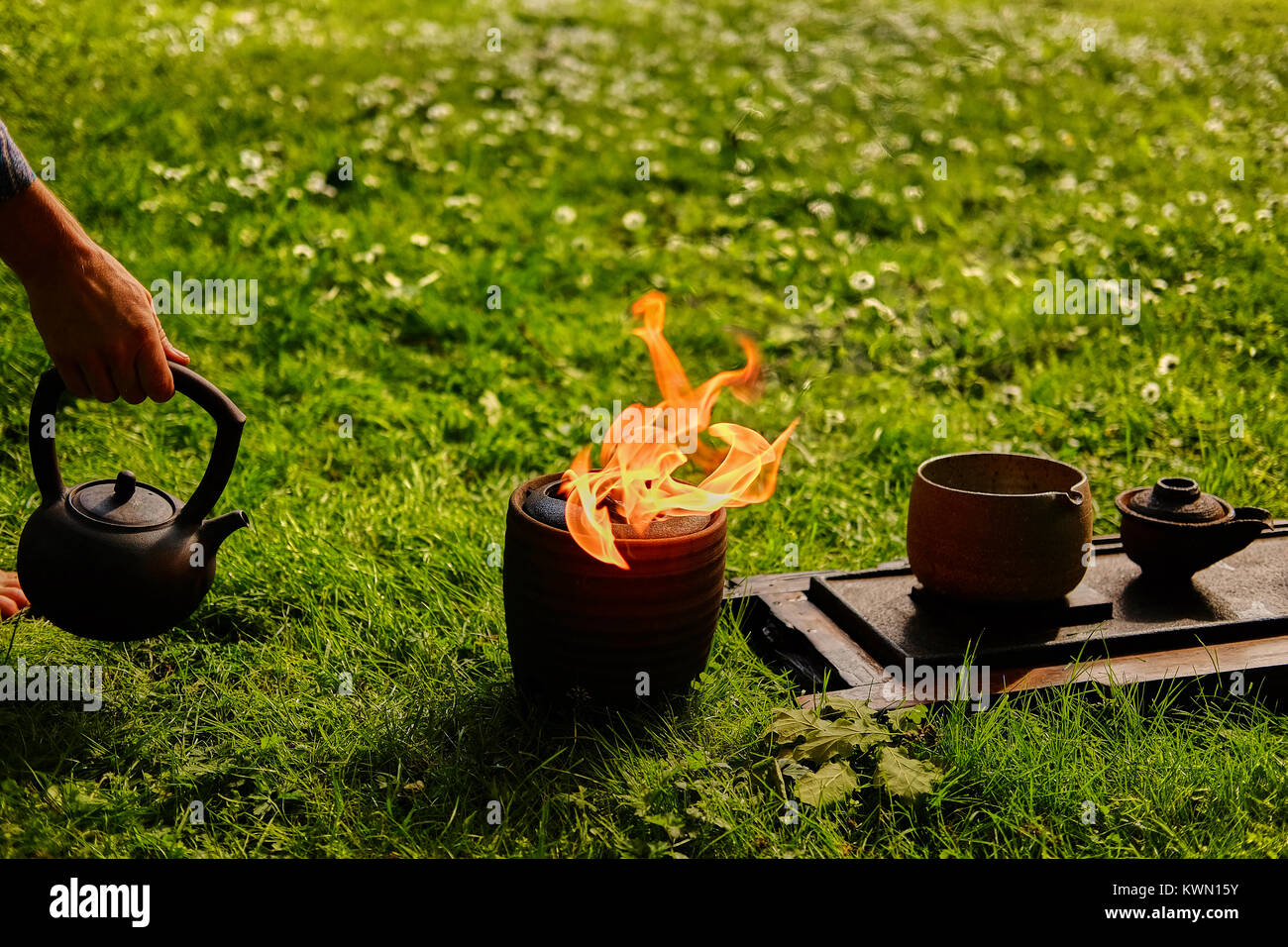 Chinese tea ceremony in a park Stock Photo - Alamy