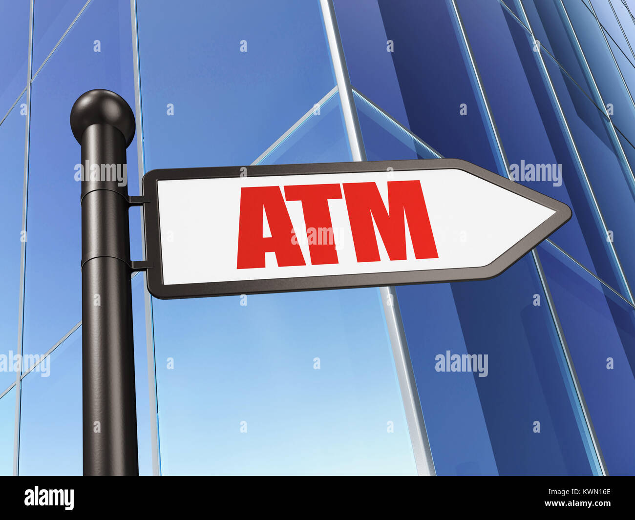 Currency concept: sign ATM on Building background Stock Photo - Alamy