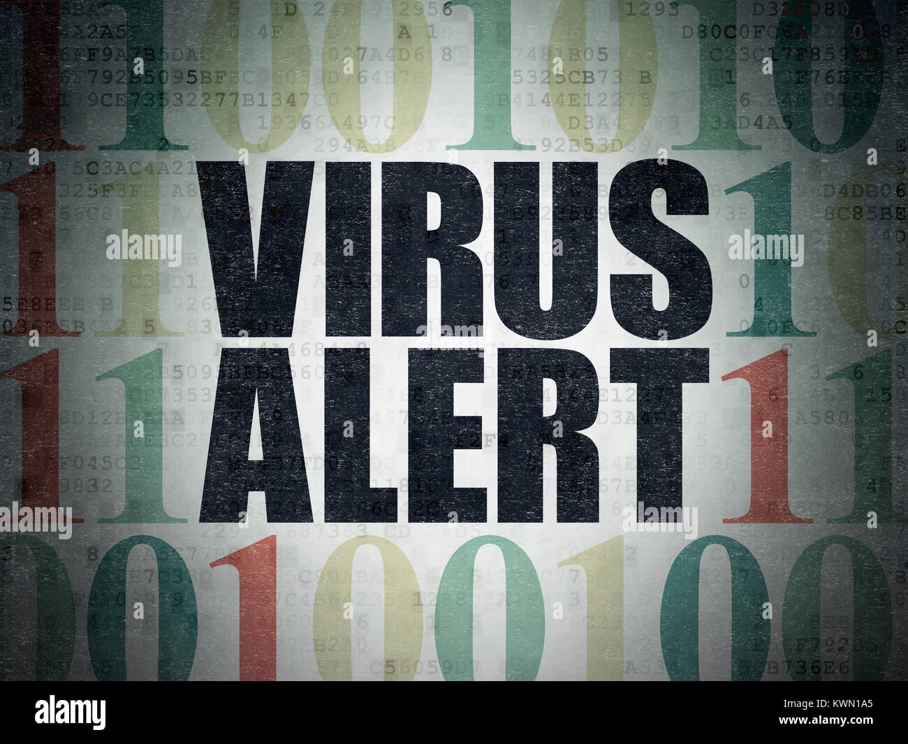 Safety concept: Virus Alert on Digital Data Paper background Stock ...