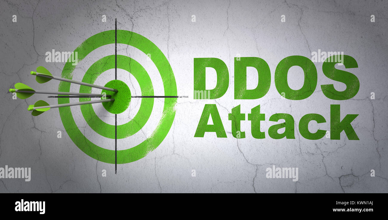Safety concept: target and DDOS Attack on wall background Stock Photo ...