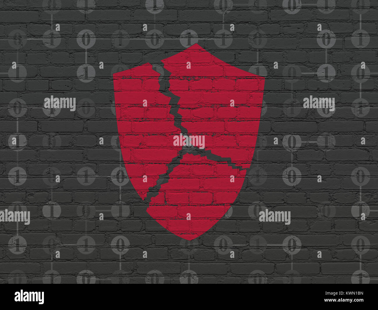 Safety concept: Broken Shield on wall background Stock Photo - Alamy