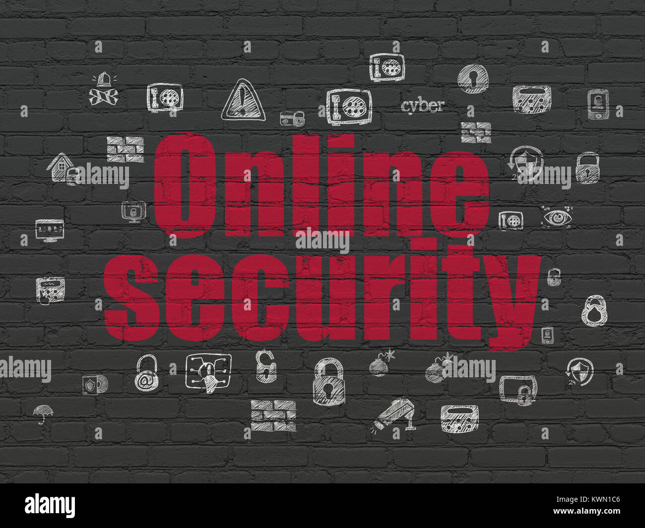 Protection concept: Online Security on wall background Stock Photo - Alamy