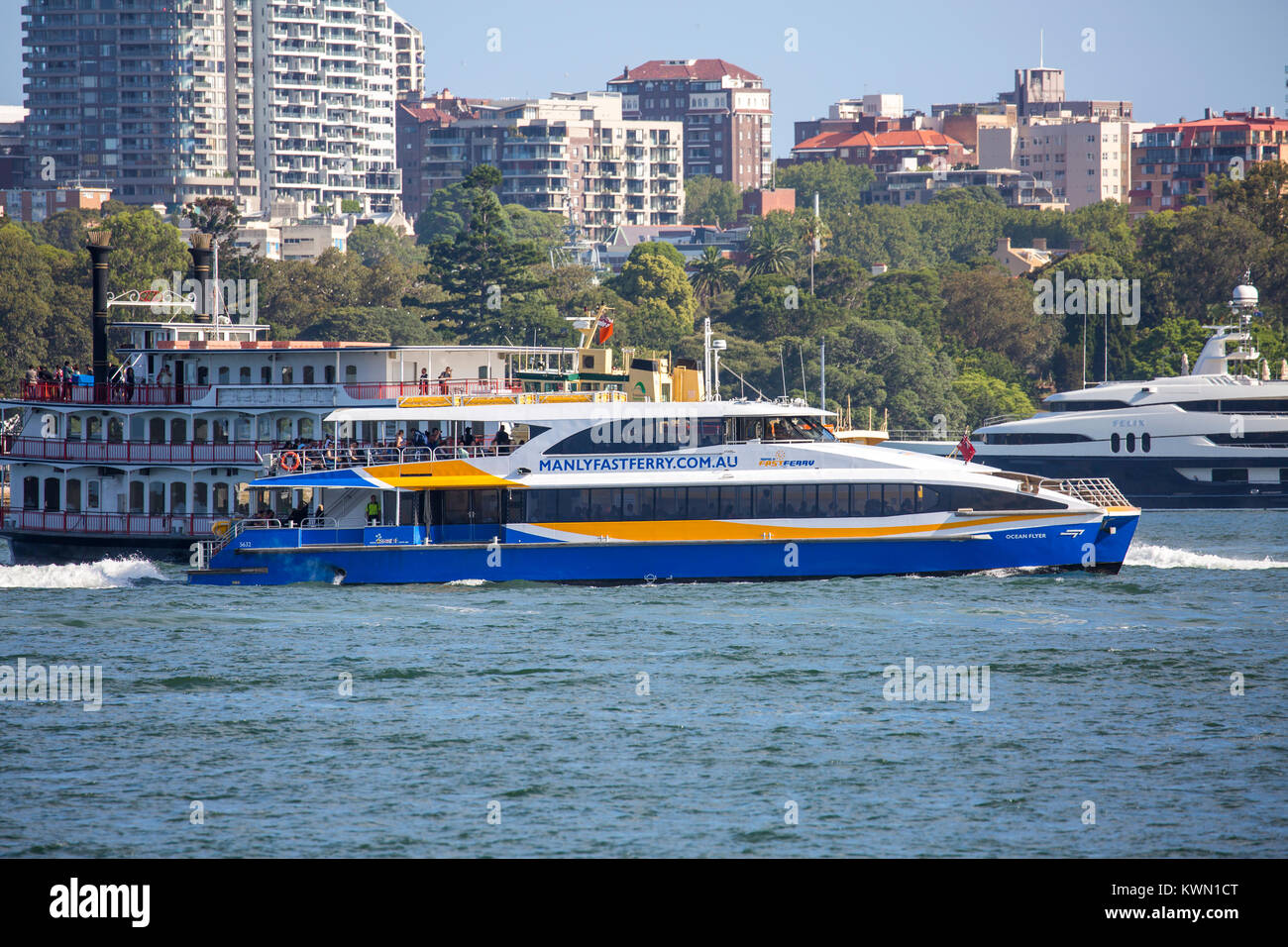 Manly fast ferry travels across Sydney harbour harbour,New south wales ...