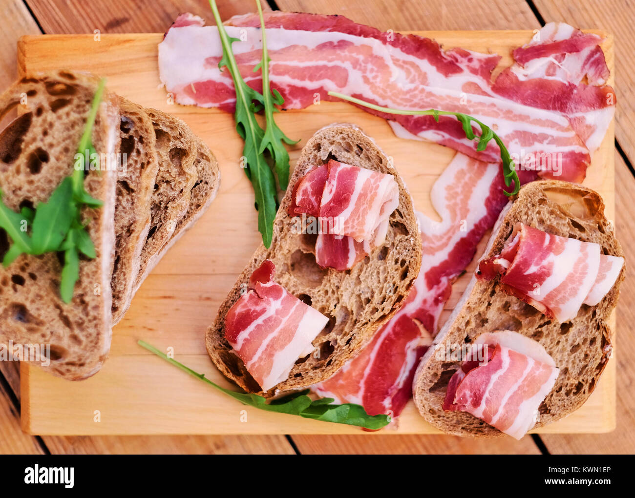 Bread with gourmet meat Stock Photo - Alamy