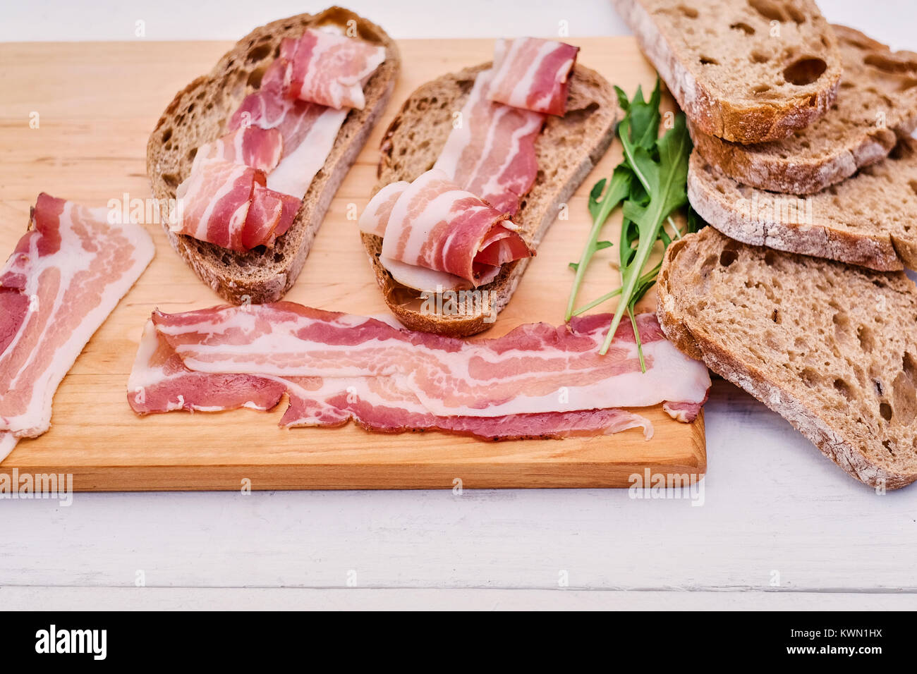 Bread with gourmet meat Stock Photo - Alamy