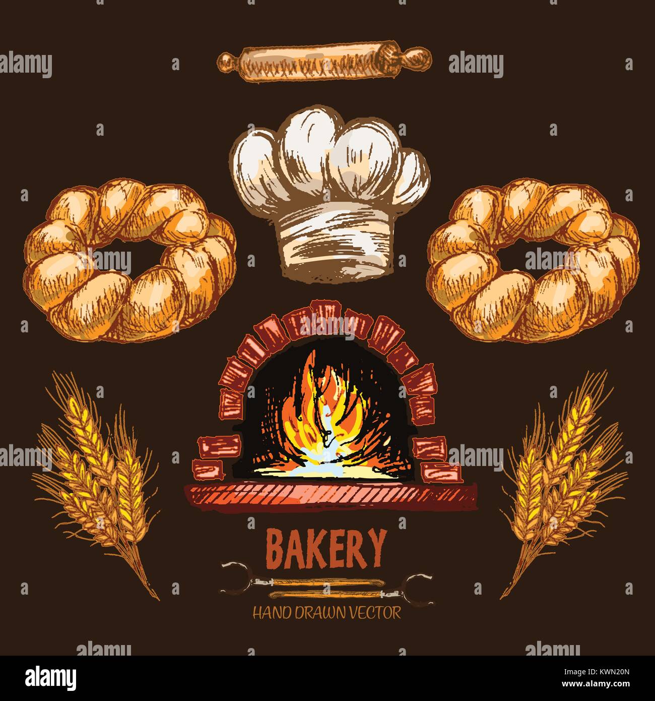 Golden oven cake shop Stock Vector Images - Alamy
