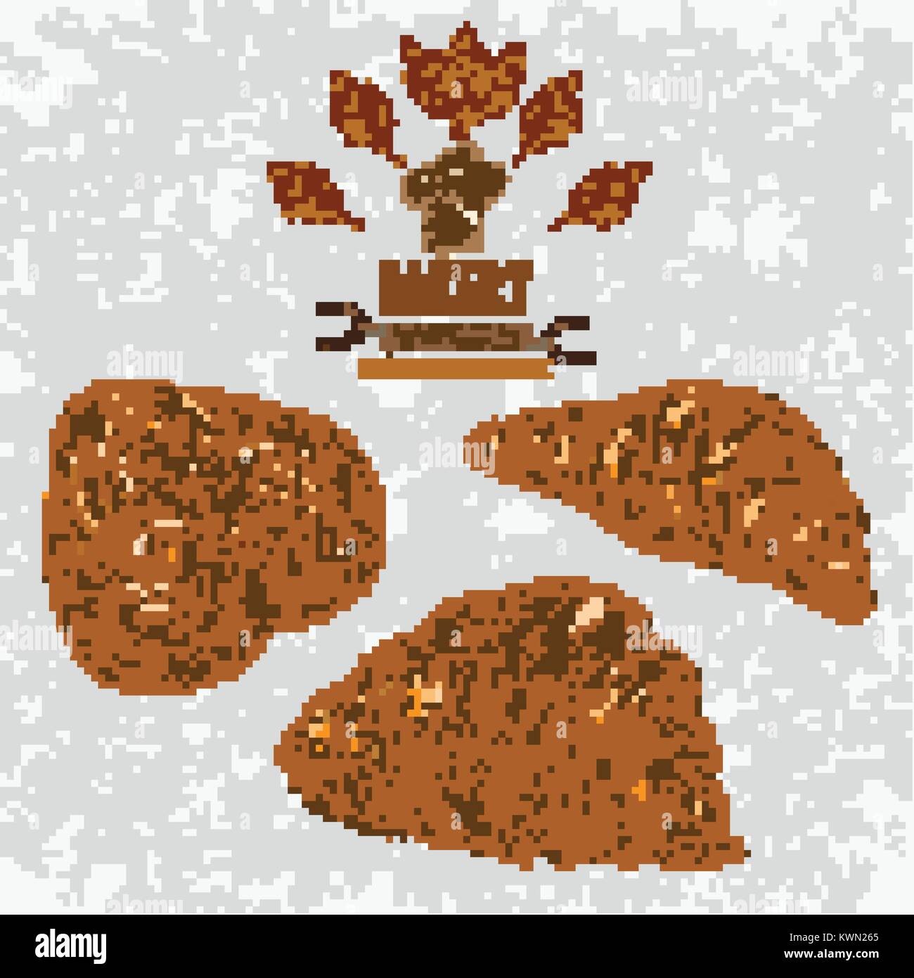 Digital color vector detailed line art golden croissants, pig ears ...