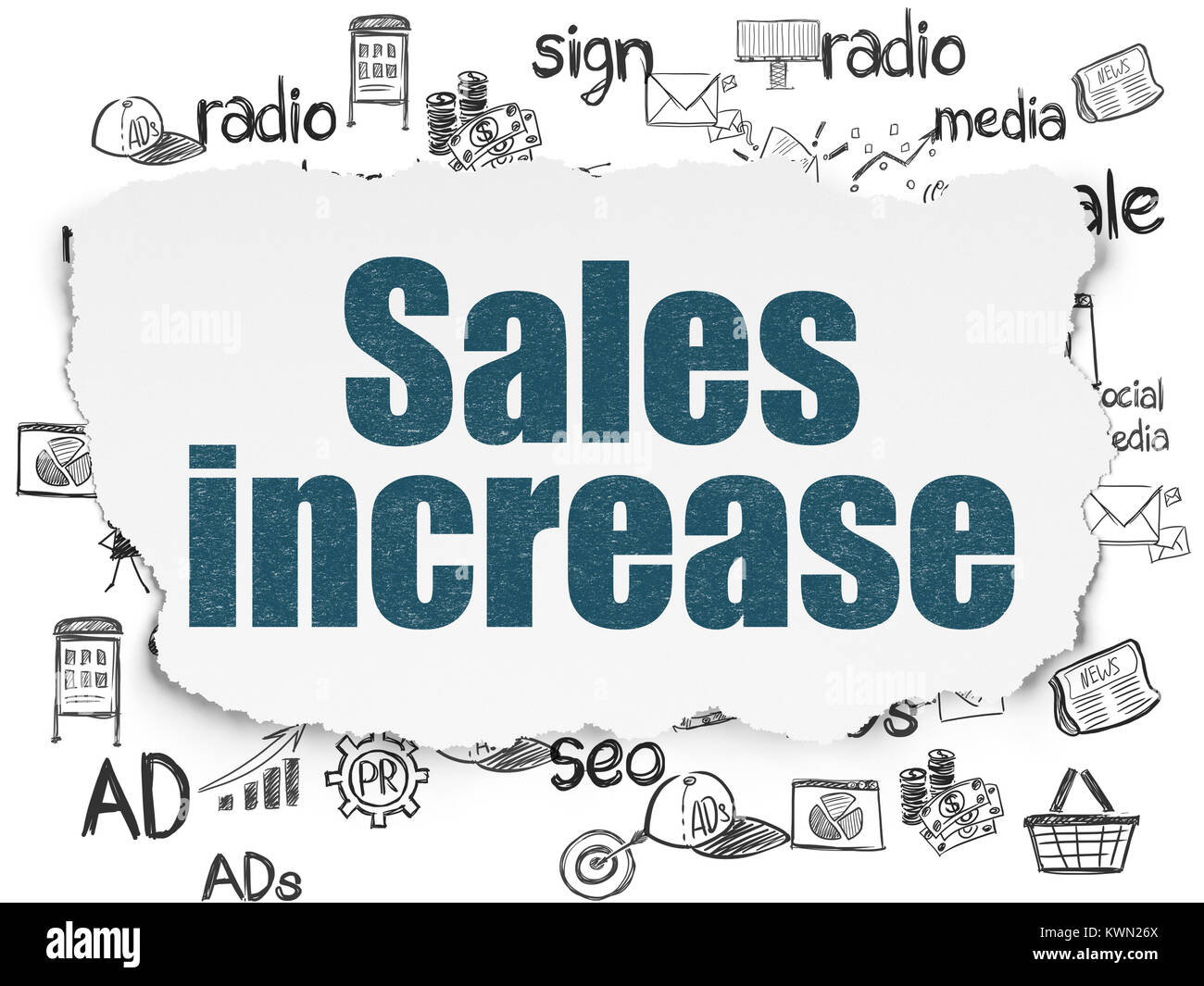 Marketing concept: Sales Increase on Torn Paper background Stock Photo ...