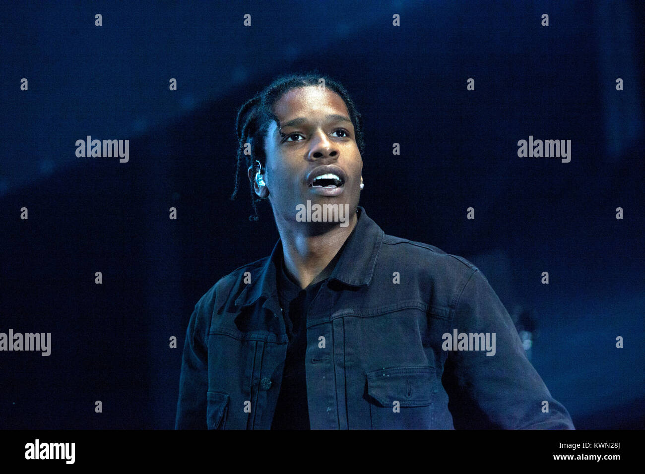 The American rapper ASAP Rocky (stylized A$AP Rocky) performs a live ...