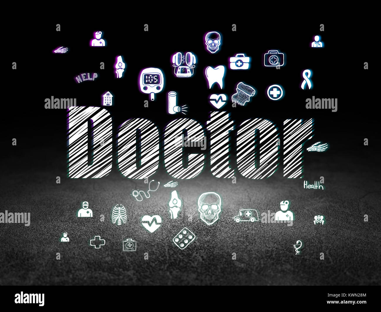 Health concept: Doctor in grunge dark room Stock Photo - Alamy