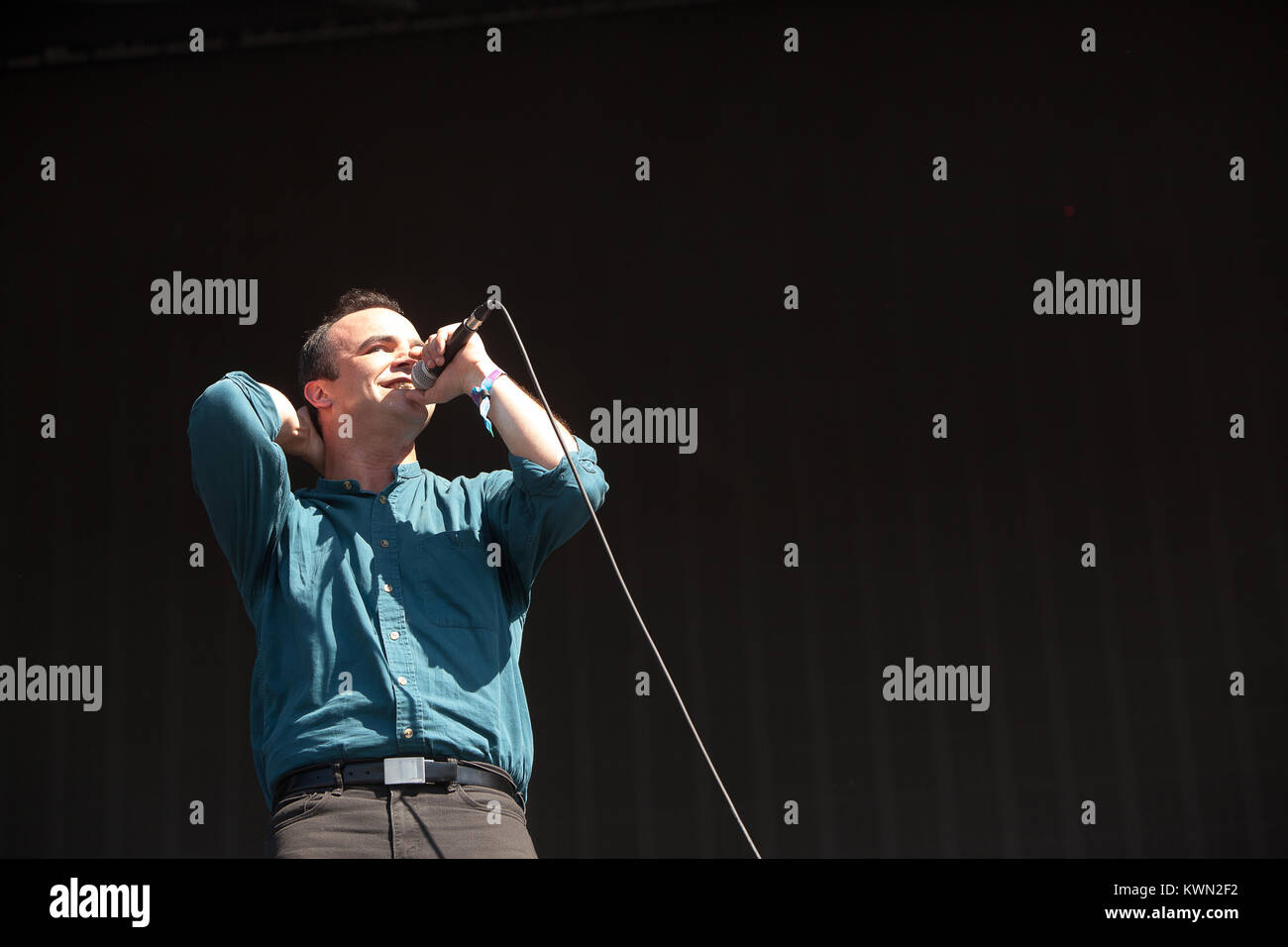 The American synthpop band Future Islands performs a live concert at ...