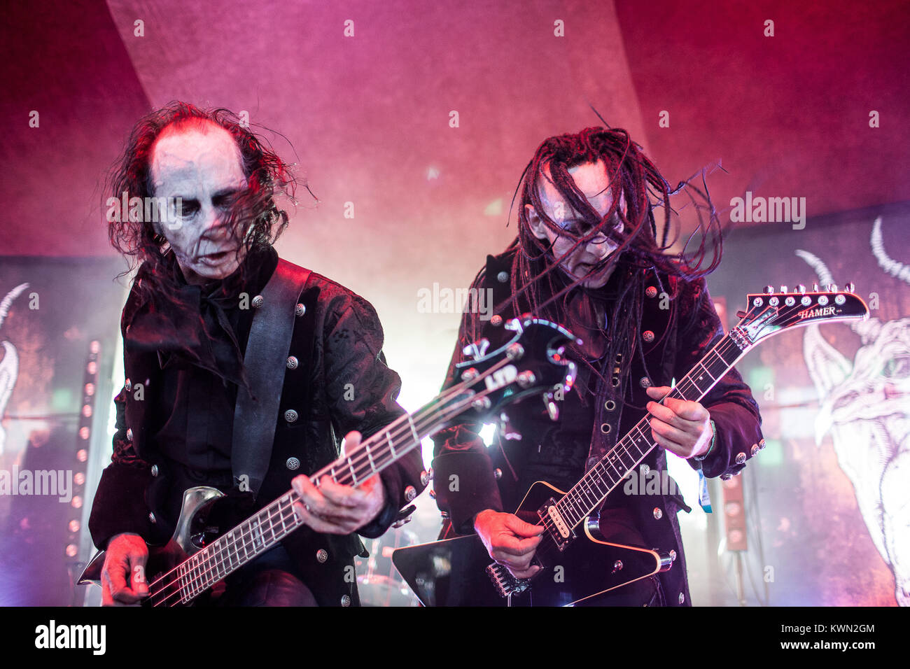 The English heavy metal band Hell performs a live concert at the ...