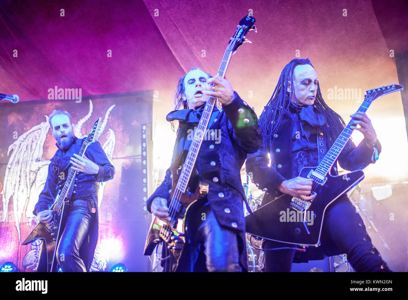 The English heavy metal band Hell performs a live concert at the ...