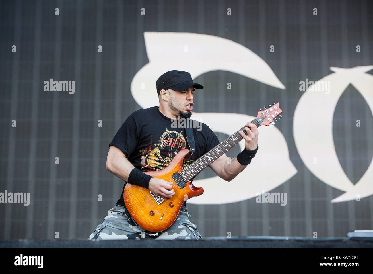 The American metal band Soulfly performs a live concert at the ...