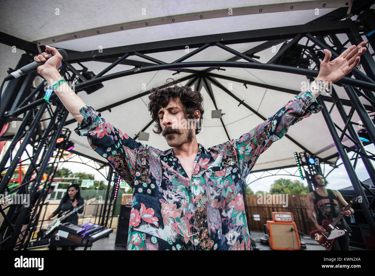 The English hard rock band Turbowolf performs a live concert at the ...