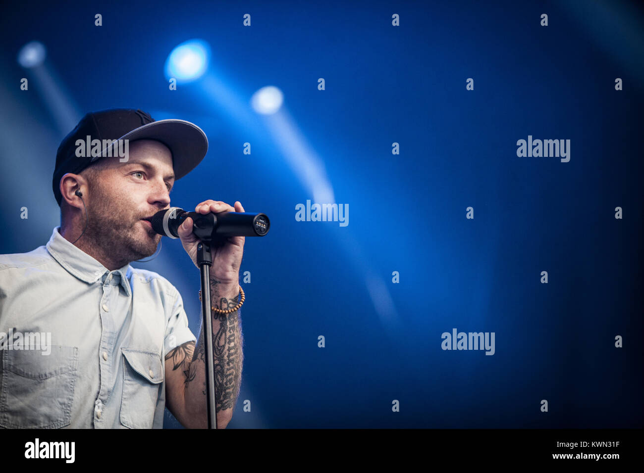 The Austrian rapper Chakuza pictured live on stage at the German hip ...