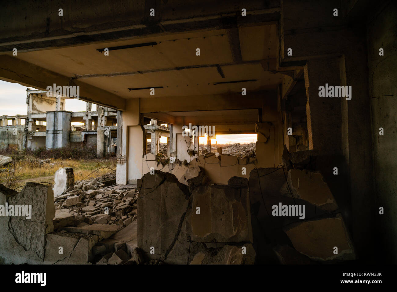 Ruins of industrial buildings, abandoned industry in the Eastern ...