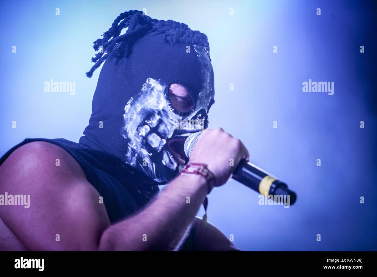 The German rapper Karuzo from the hip-hop duo Genetikk pictured live on ...