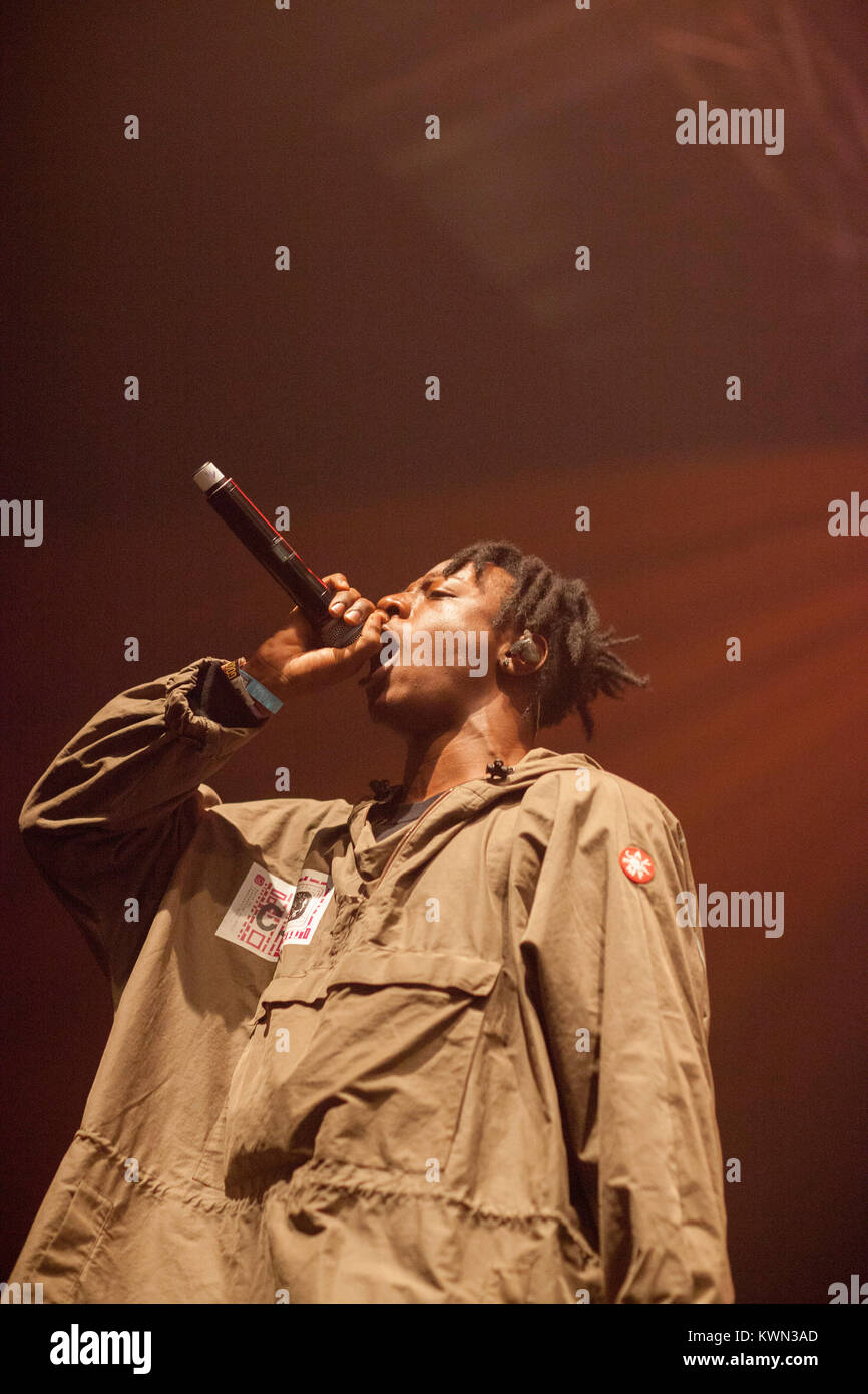 The American rapper Joey Badass (stylized Joey Bada$$) performs a live ...