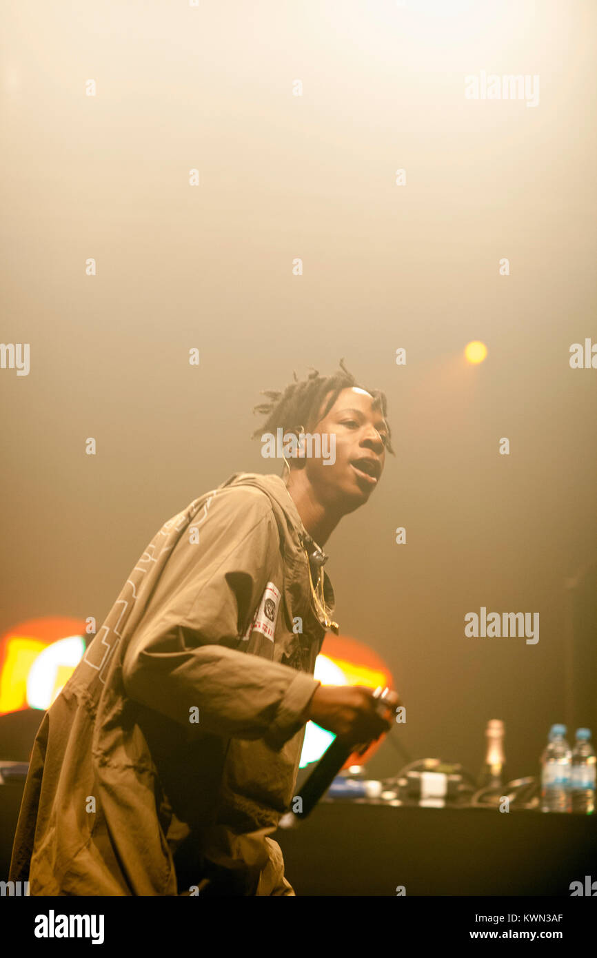 The American rapper Joey Badass (stylized Joey Bada$$) performs a live ...