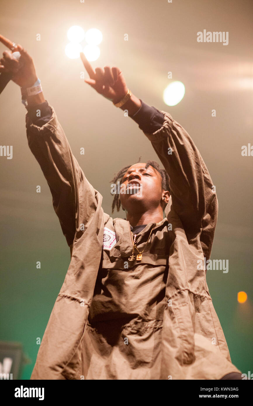 The American rapper Joey Badass (stylized Joey Bada$$) performs a live ...