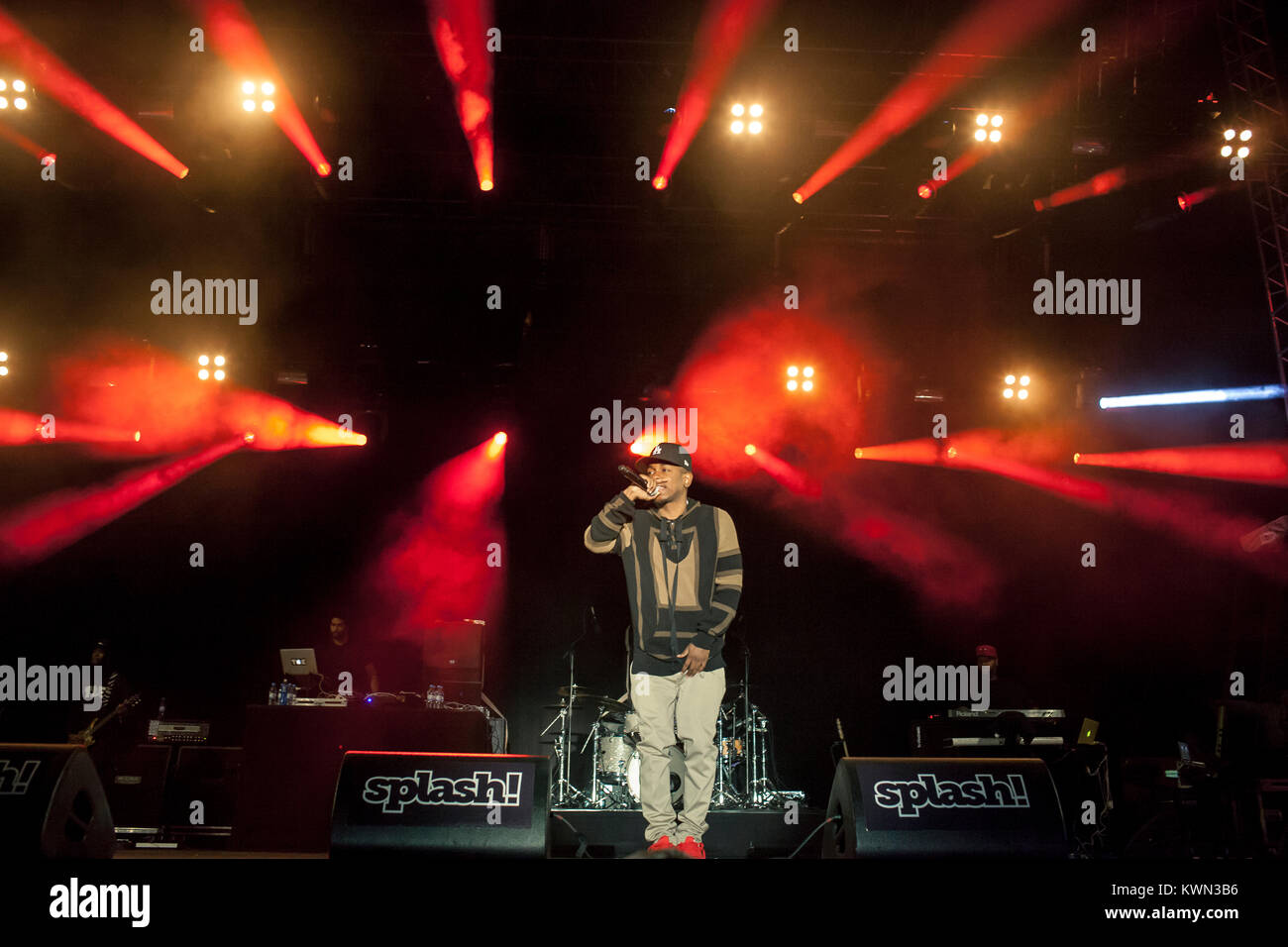 The American rapper Kendrick Lamar is here pictured at a live concert ...