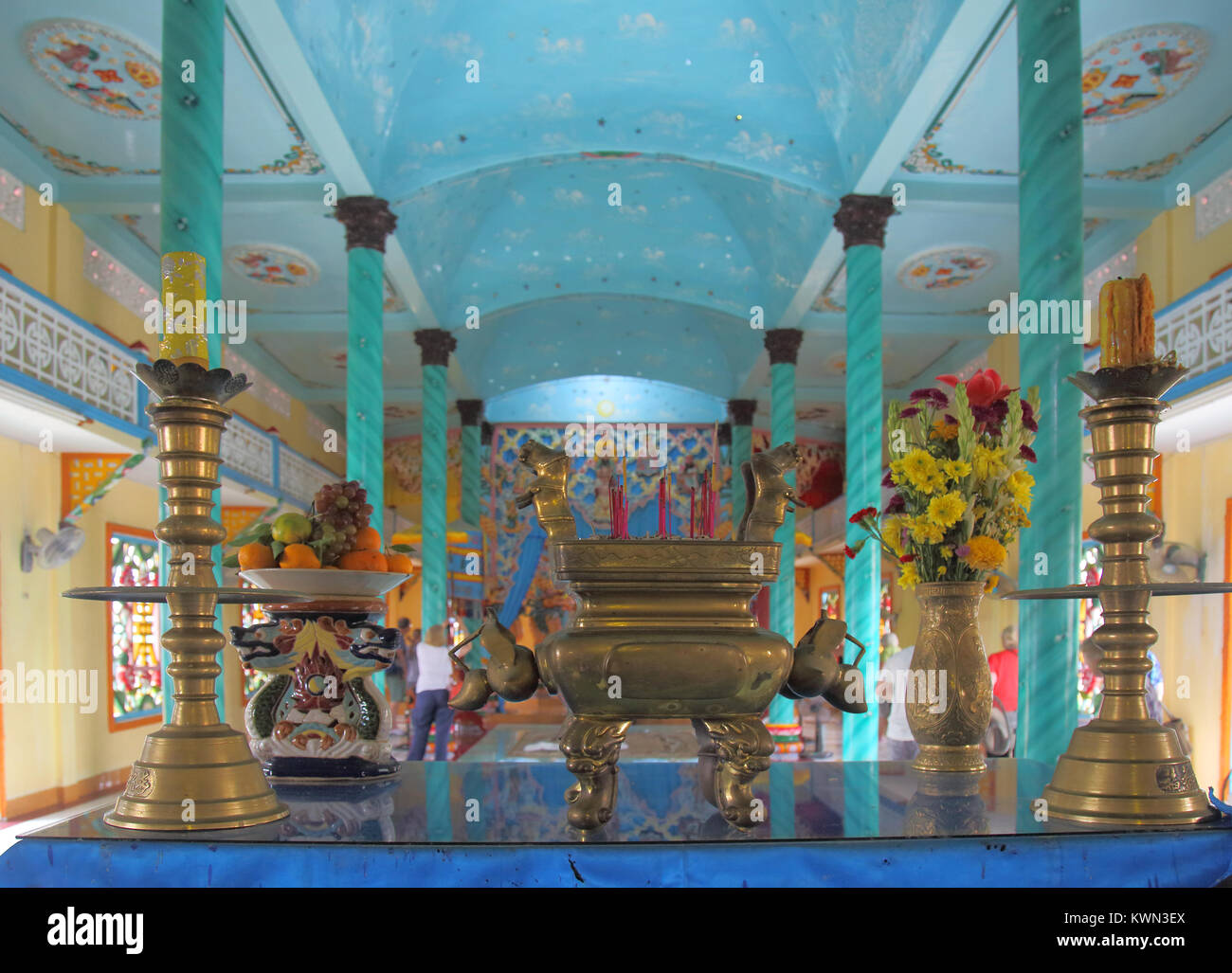 Interior of cao dai temple hi-res stock photography and images - Alamy
