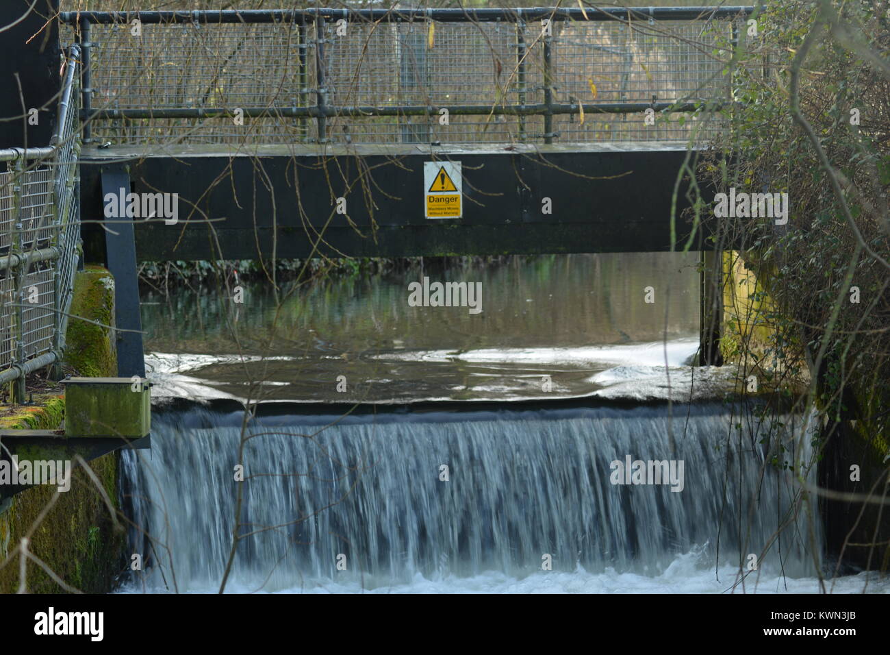 Danger weir warning sign hi-res stock photography and images - Alamy