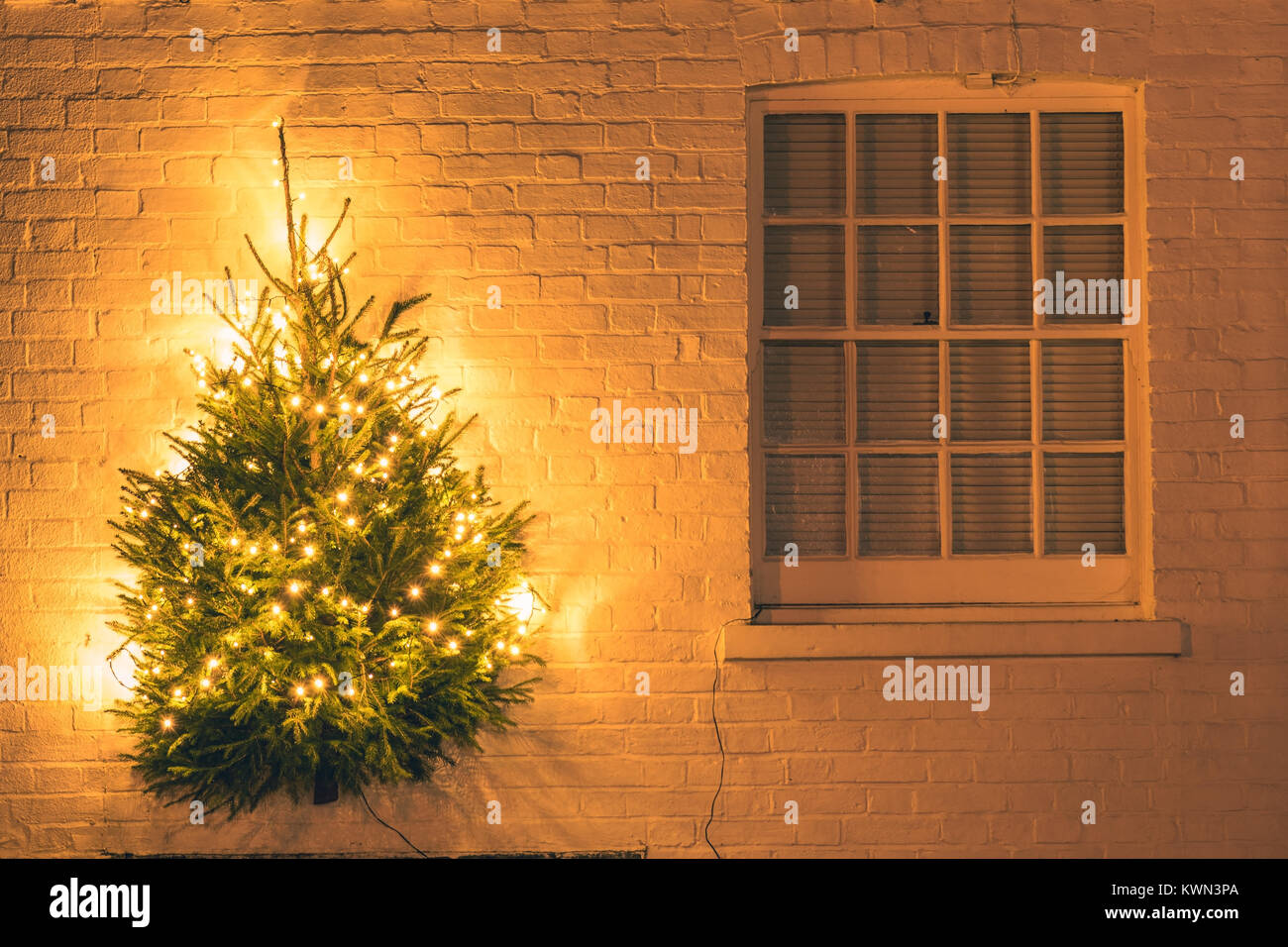 Christmas Tree with lights Stock Photo - Alamy