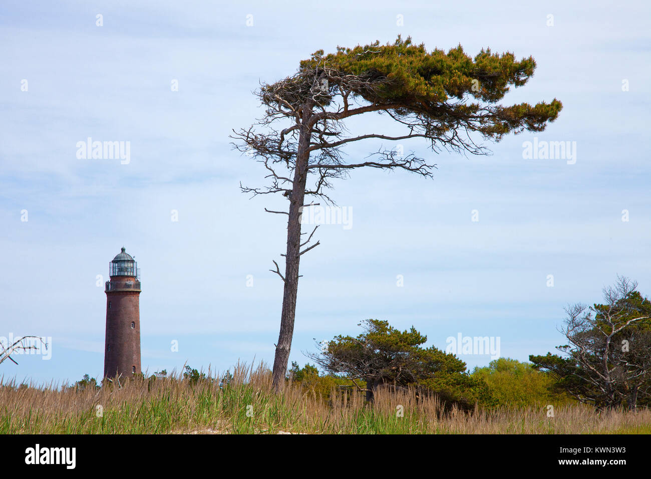 Lighthouse and wind dodger at "Darsser Ort", Prerow, Fishland ...