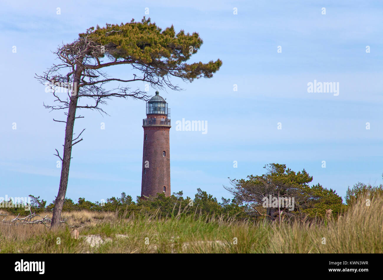 Lighthouse and wind dodger at "Darsser Ort", Prerow, Fishland ...