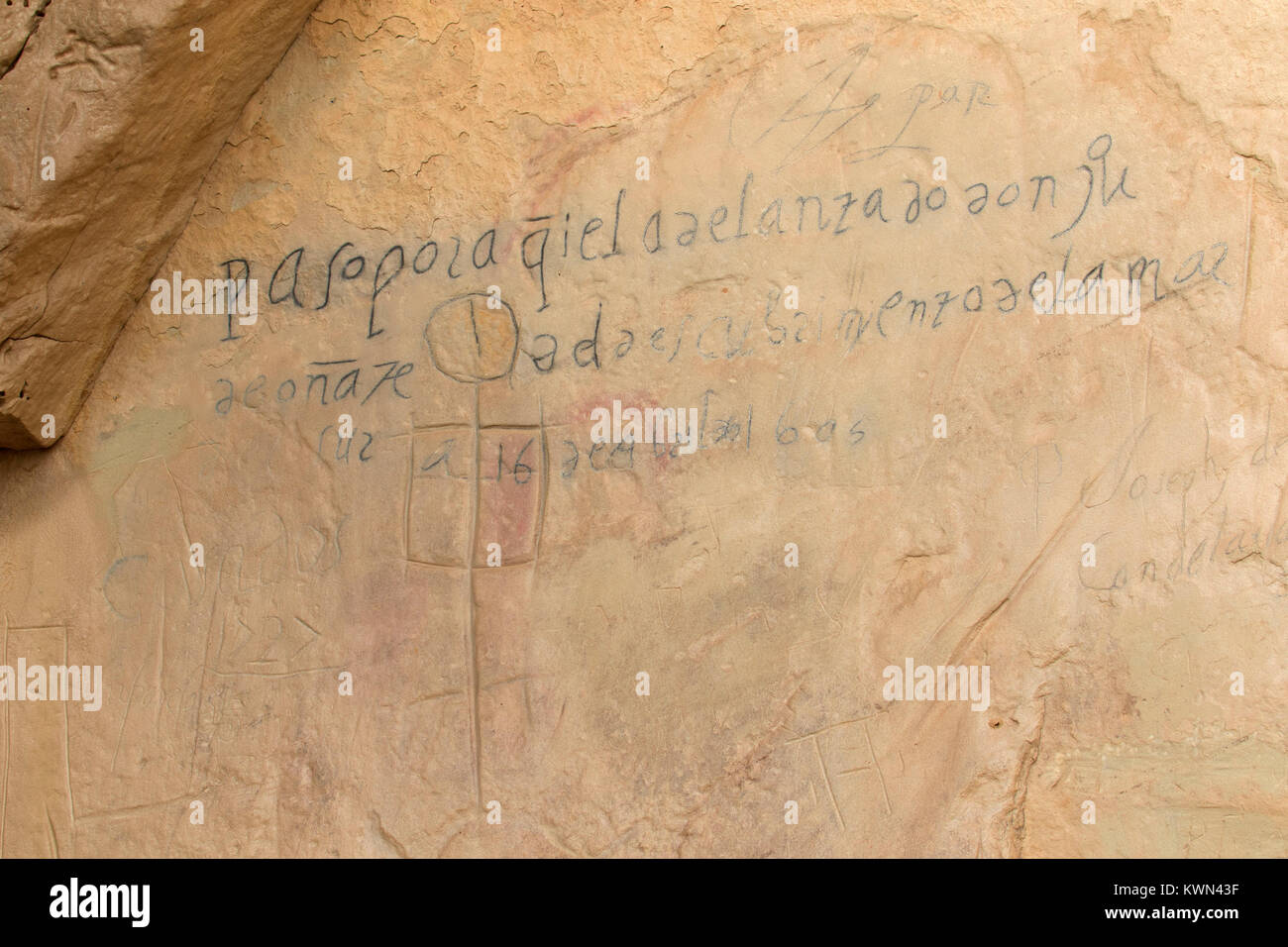 Spanish inscription along Inscription Rock Trail, El Morro National ...