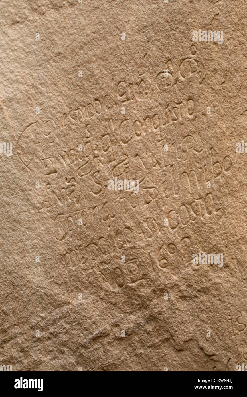 Spanish inscription along Inscription Rock Trail, El Morro National ...