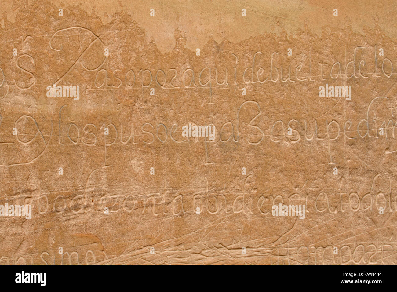 Spanish inscription along Inscription Rock Trail, El Morro National ...