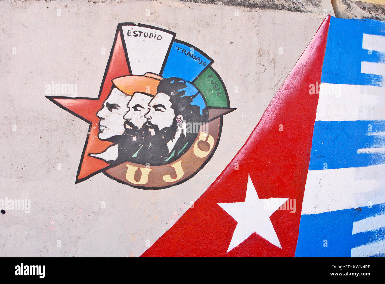 HAVANA, CUBA, MAY 11, 2009. Artistic wall writings about the communist ...