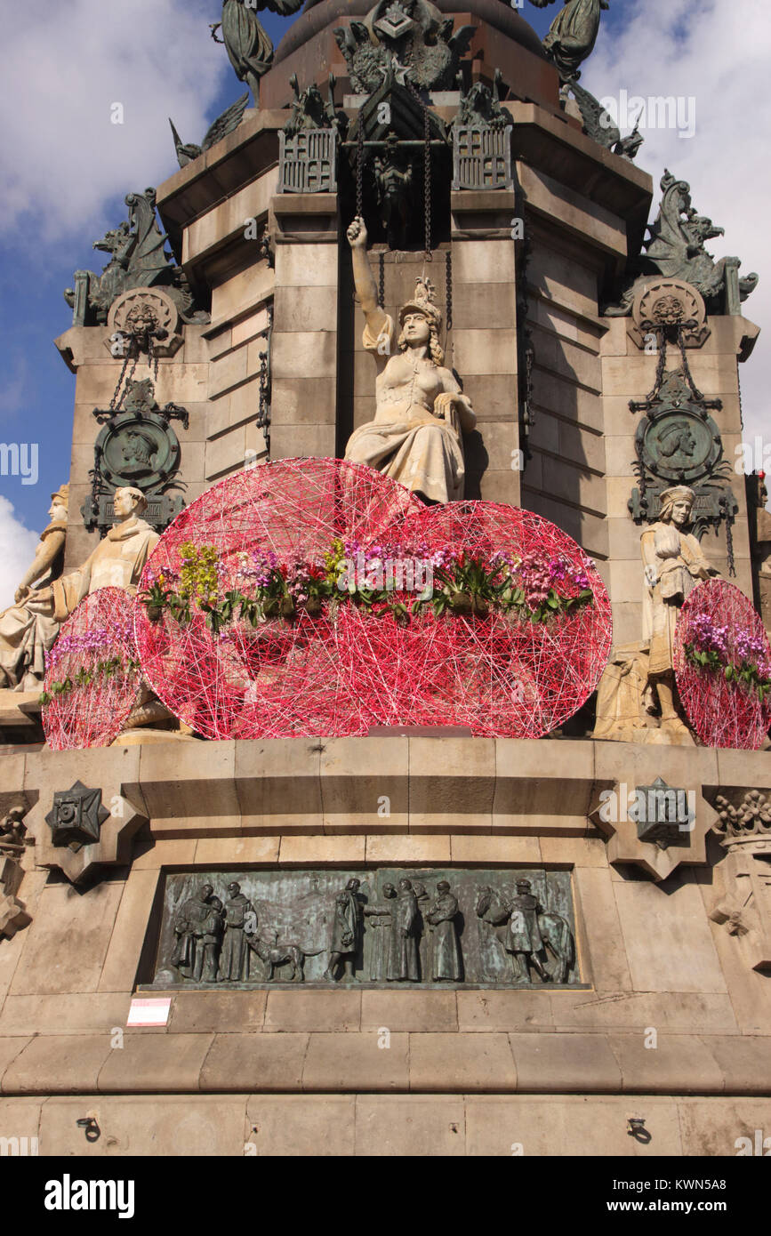 Base of Monument a Colom Barcelona Spain Stock Photo - Alamy