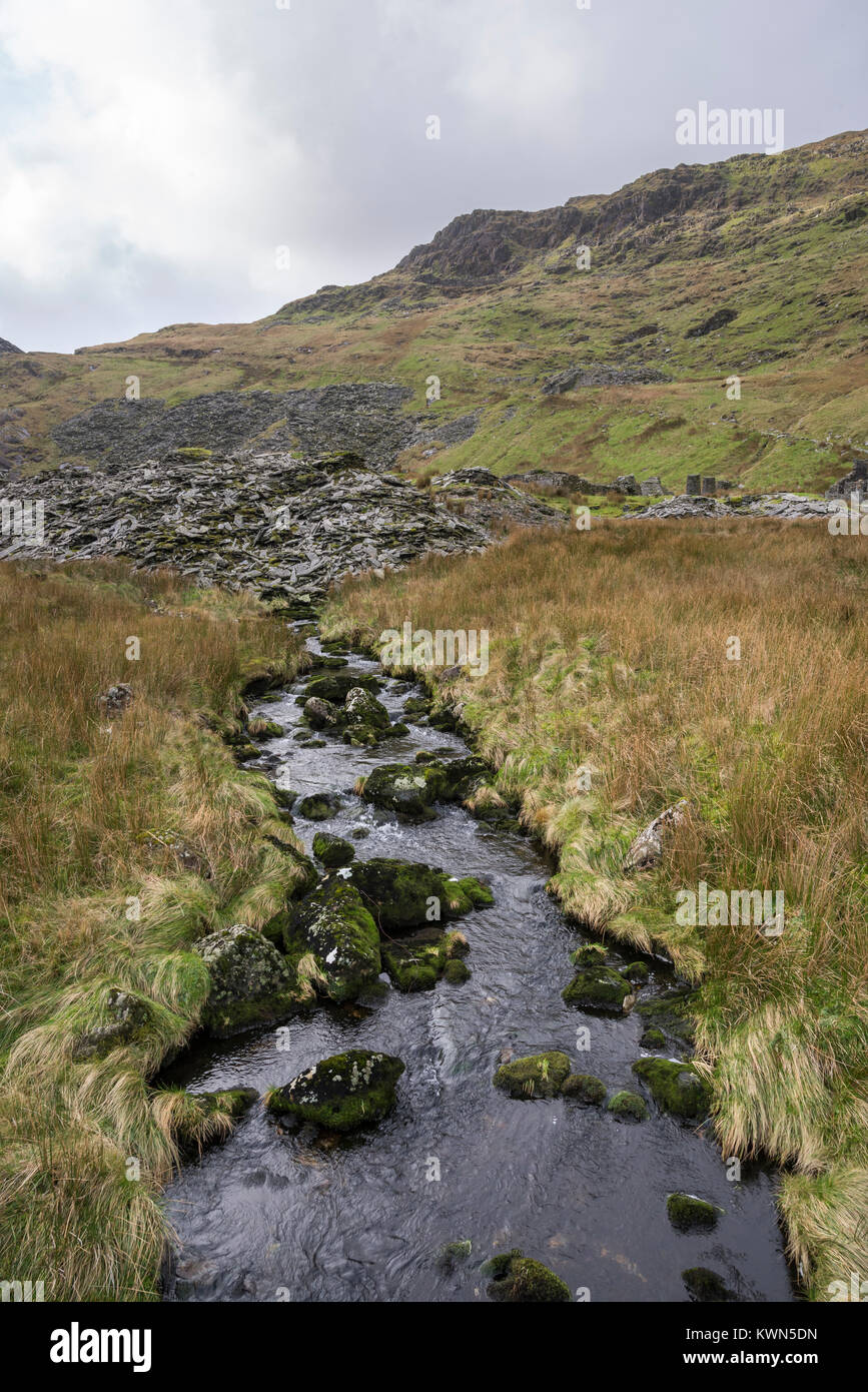 Rocky stream at Cwmorthin quarry, Tanygrisiau, North Wales Stock Photo ...