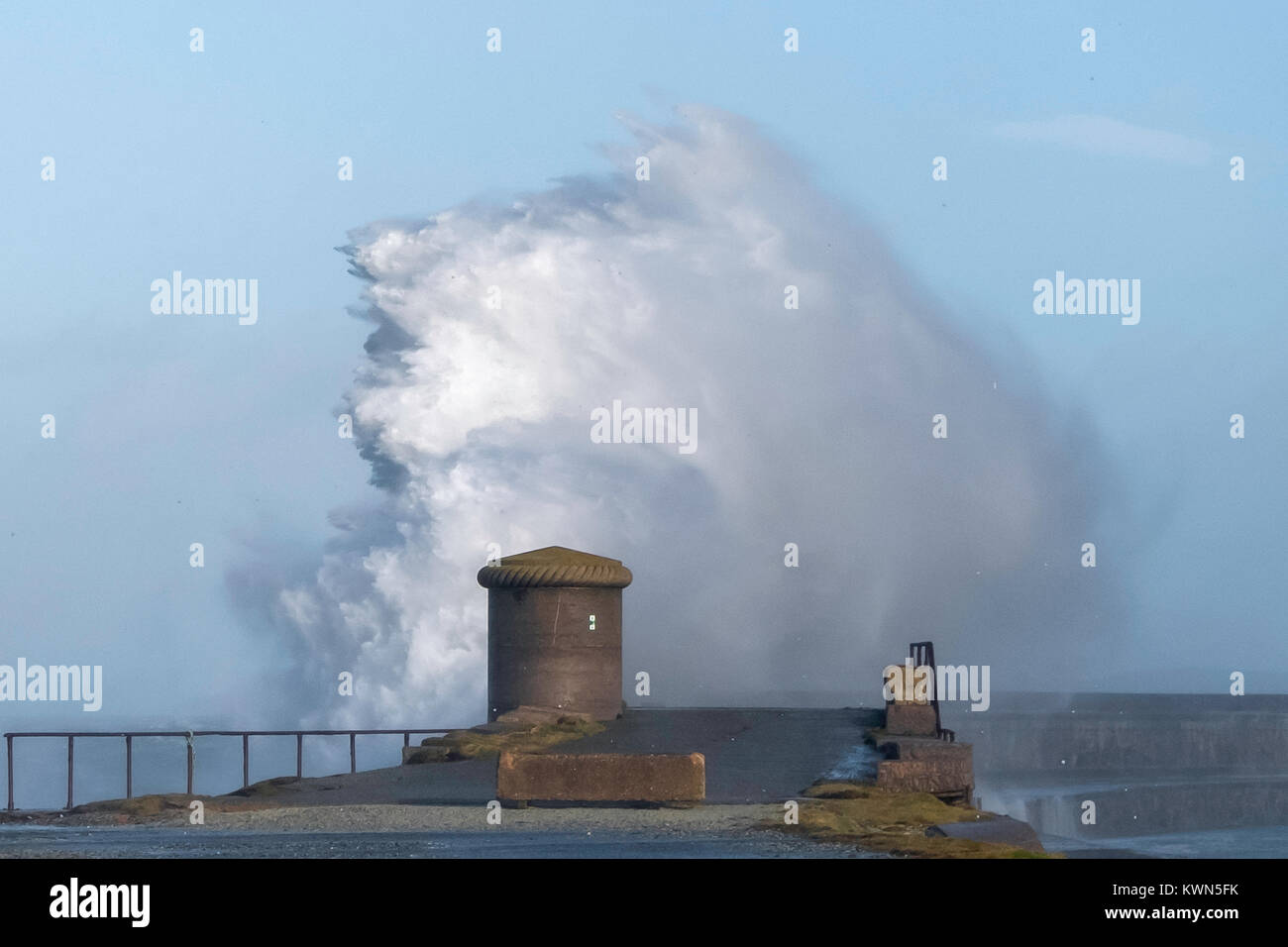 Holyhead Breakwater Anglesey North Wales Uk During storm Eleanor Stock ...