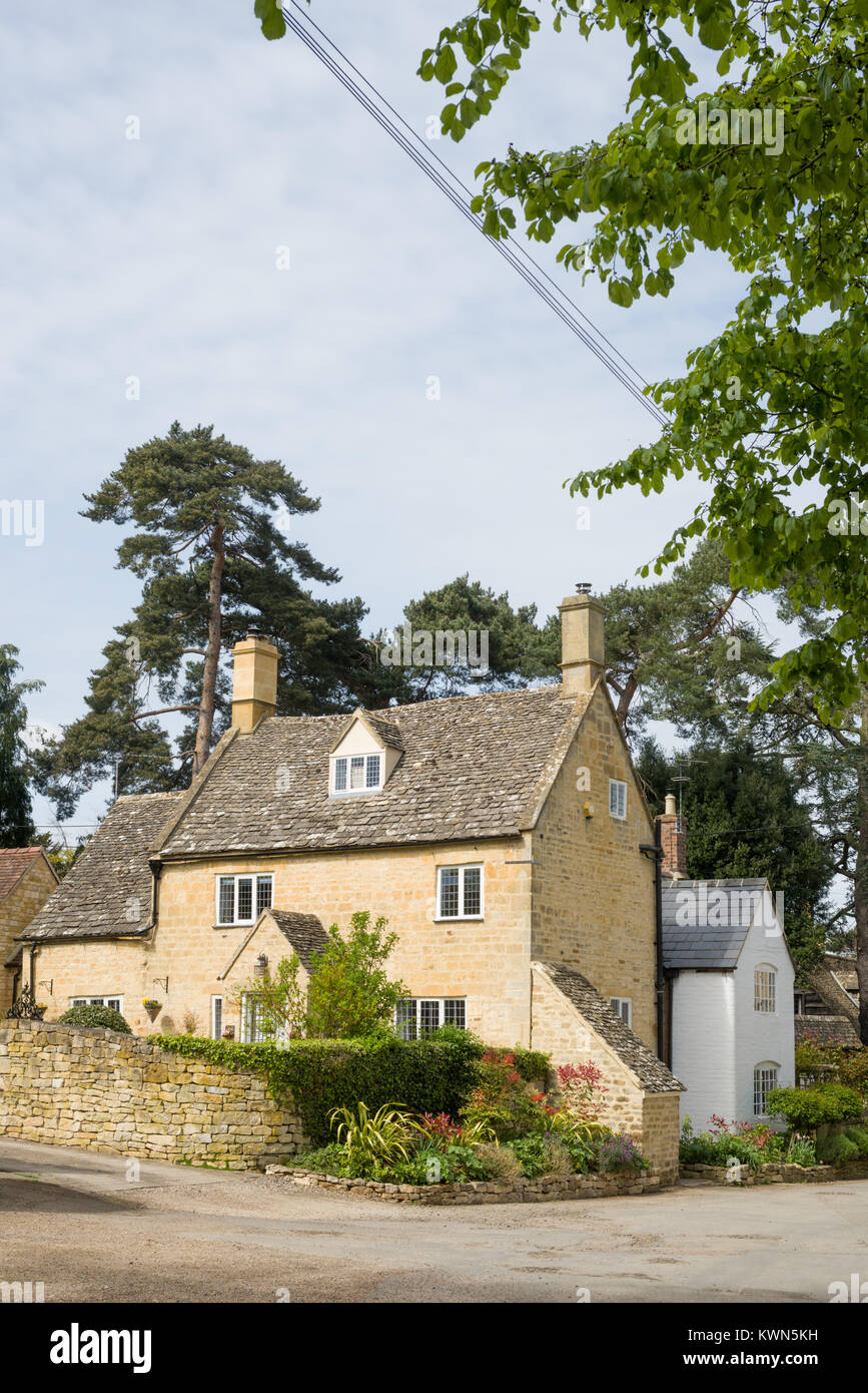 The exterior of traditional cottages, Mickleton, Gloucestershire ...