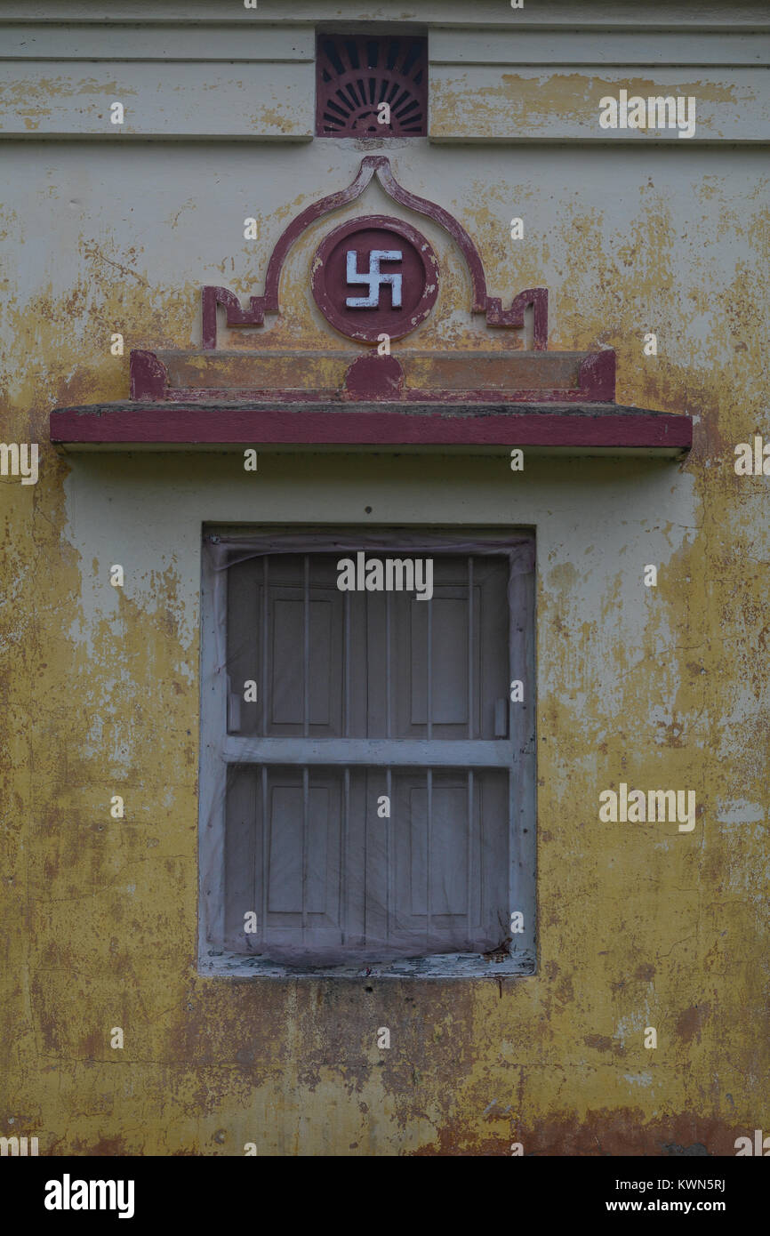 Old window with Buddhist symbol in Bodhgaya, India Stock Photo - Alamy
