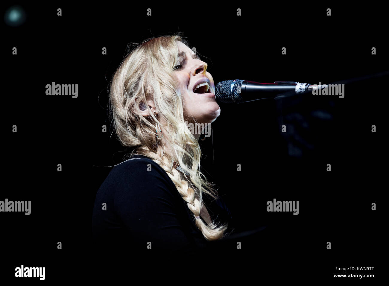 The Danish singer-songwriter Agnes Obel pictured behind her piano at ...