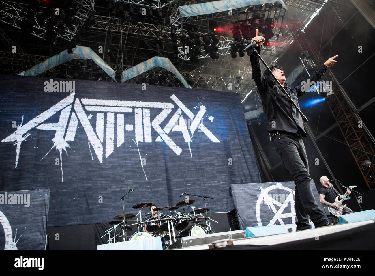 The American trash metal band Anthrax performs a live concert at the ...