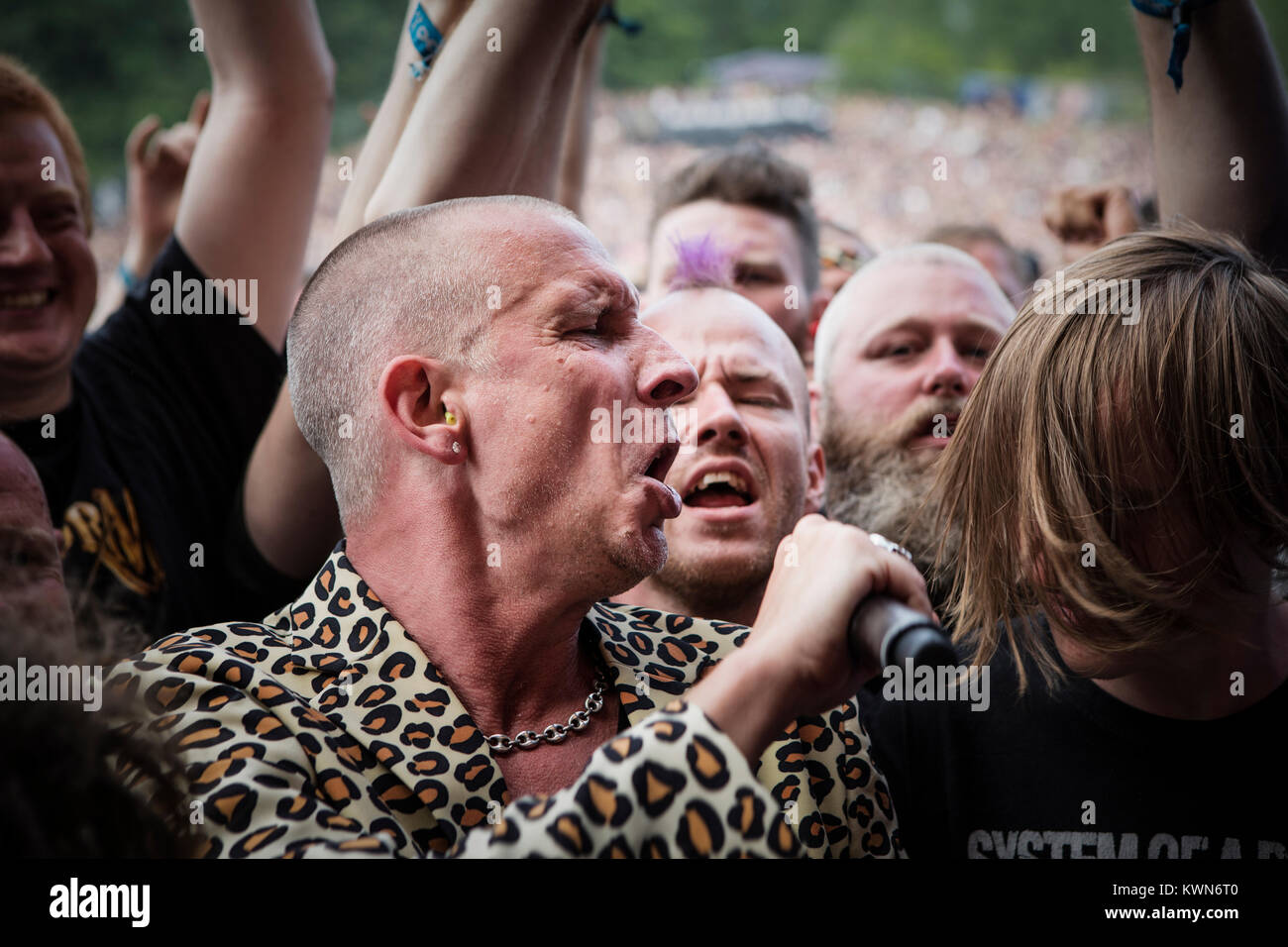 The Swedish rock and nu metal band Clawfinger performs a live concert ...