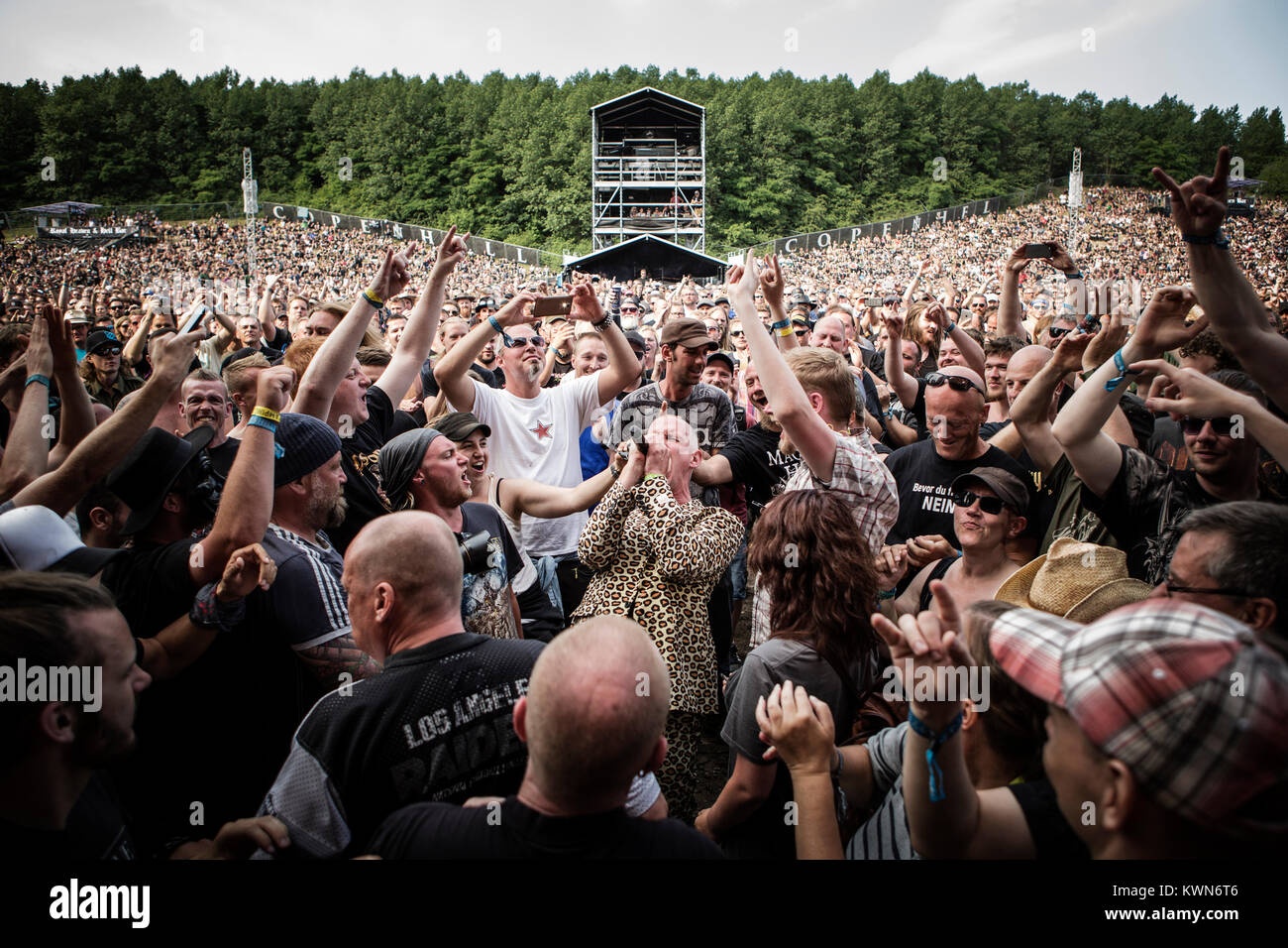 The Swedish rock and nu metal band Clawfinger performs a live concert ...