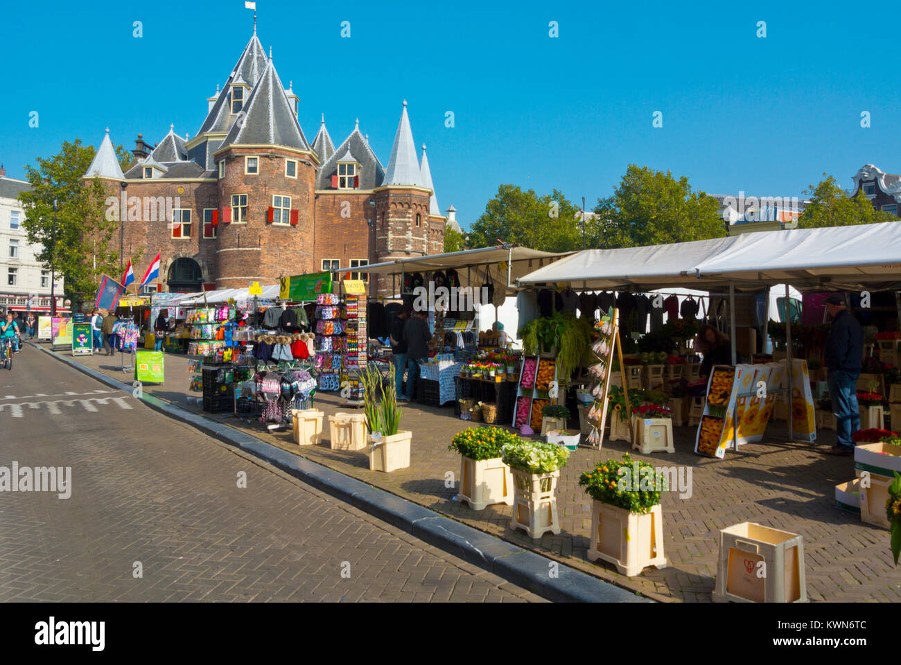 Market stalls, Nieuwmarkt, old town, Amsterdam, The Netherlands Stock ...
